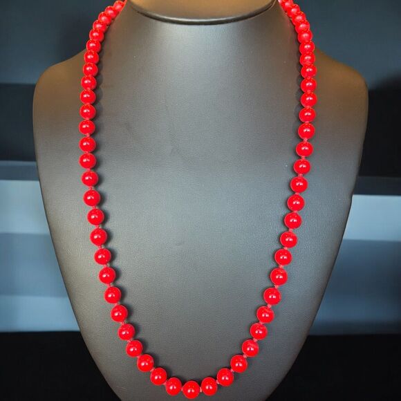 Monet | Jewelry | Vintage Monet Cherry Red Ball Bead Necklace Hand ...